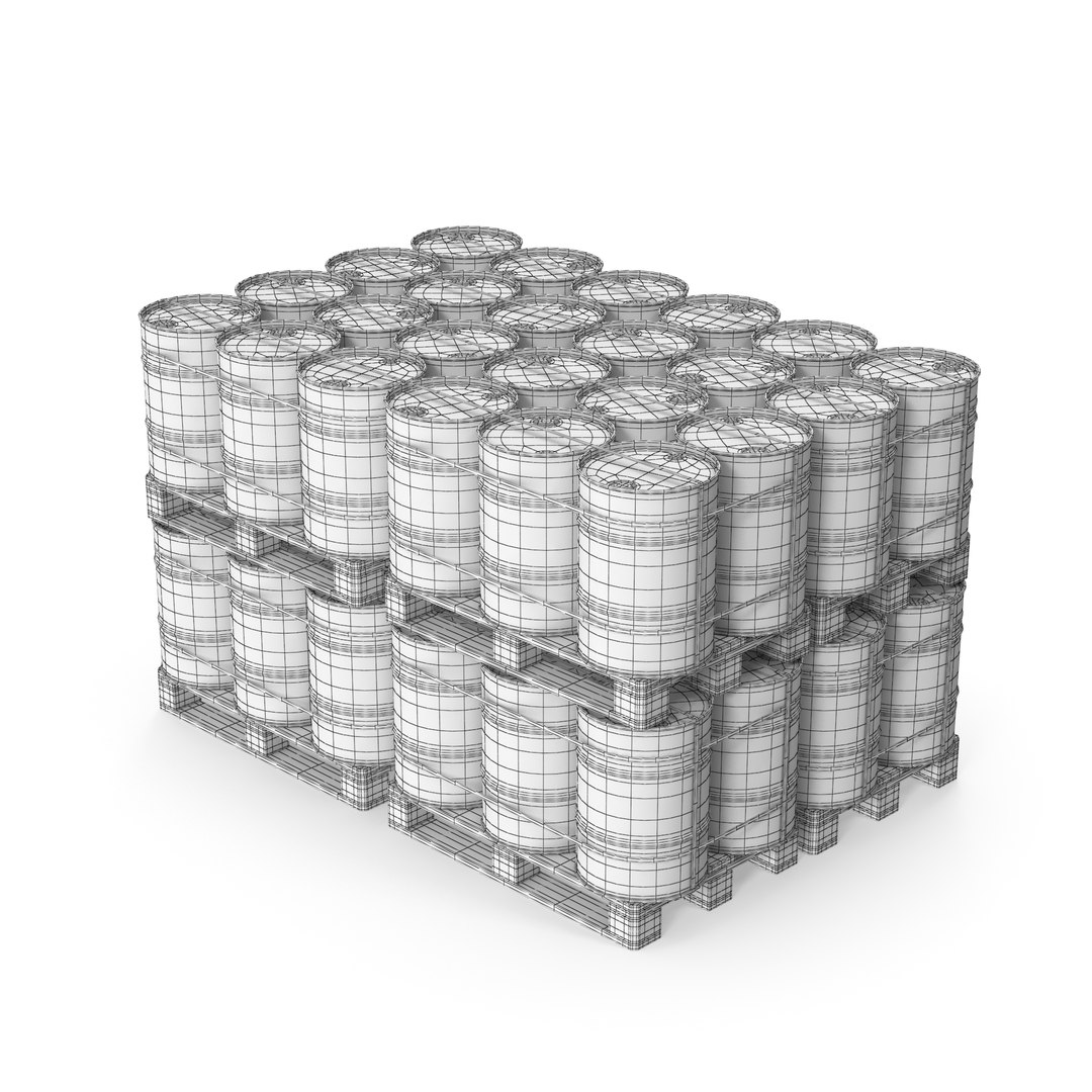 Stack Of Blue Barrels On Pallets 3D - TurboSquid 2063852
