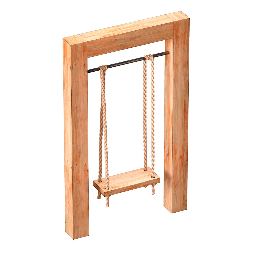 Outdoor Wooden Rope Swing On Ropes 3D Model - TurboSquid 2005330