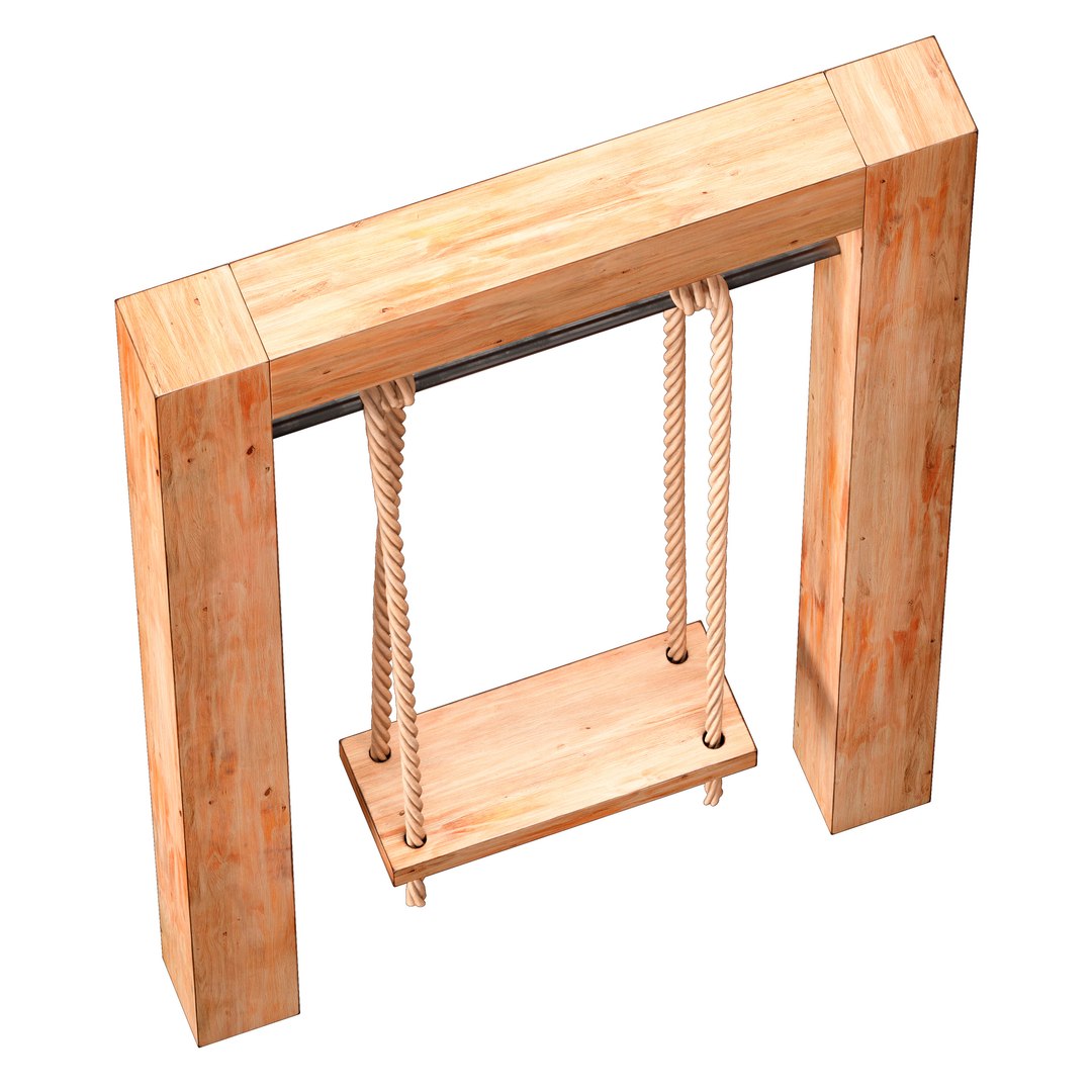 Outdoor Wooden Rope Swing On Ropes 3D Model - TurboSquid 2005330