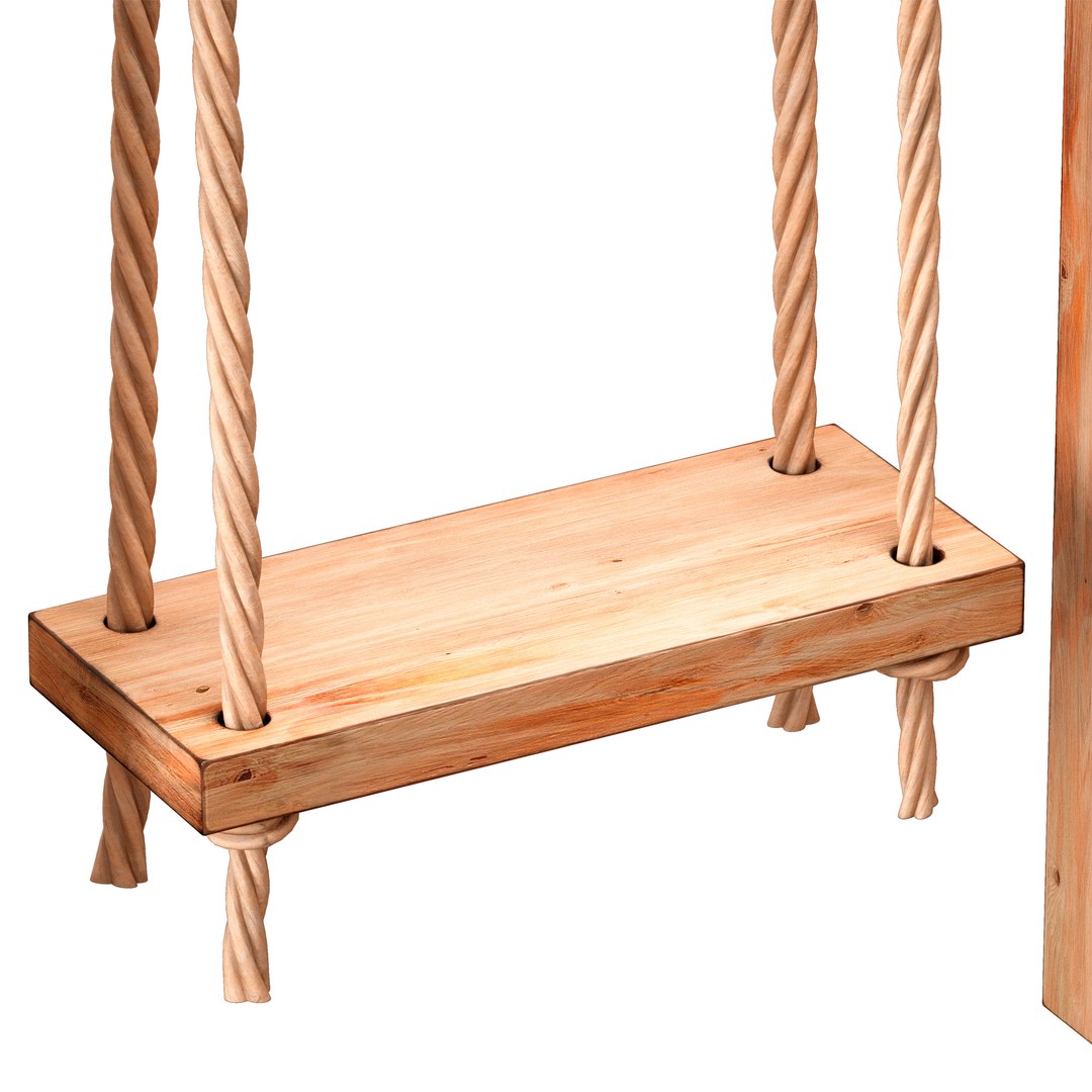 Outdoor Wooden Rope Swing On Ropes 3D Model - TurboSquid 2005330