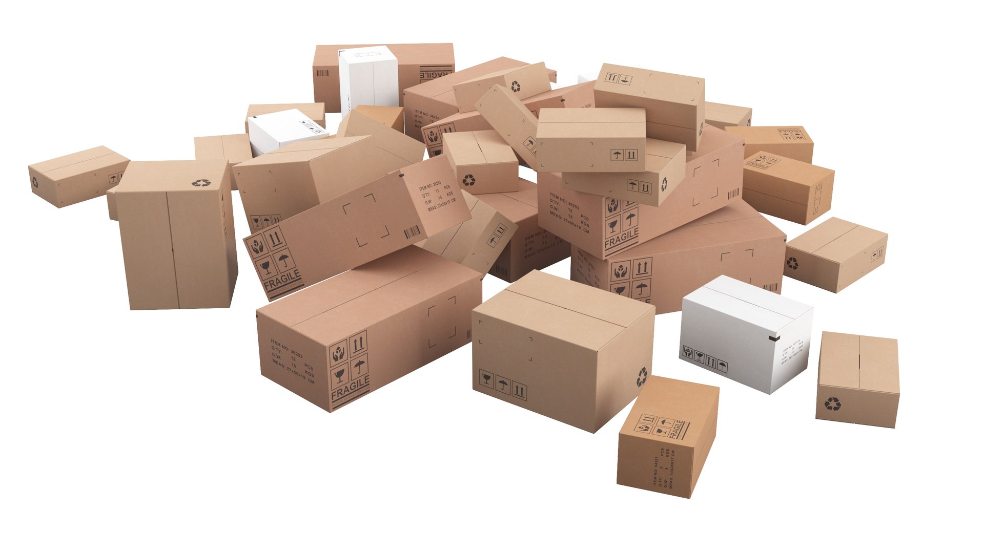 3D Cardboard Box Pile - TurboSquid 2003080