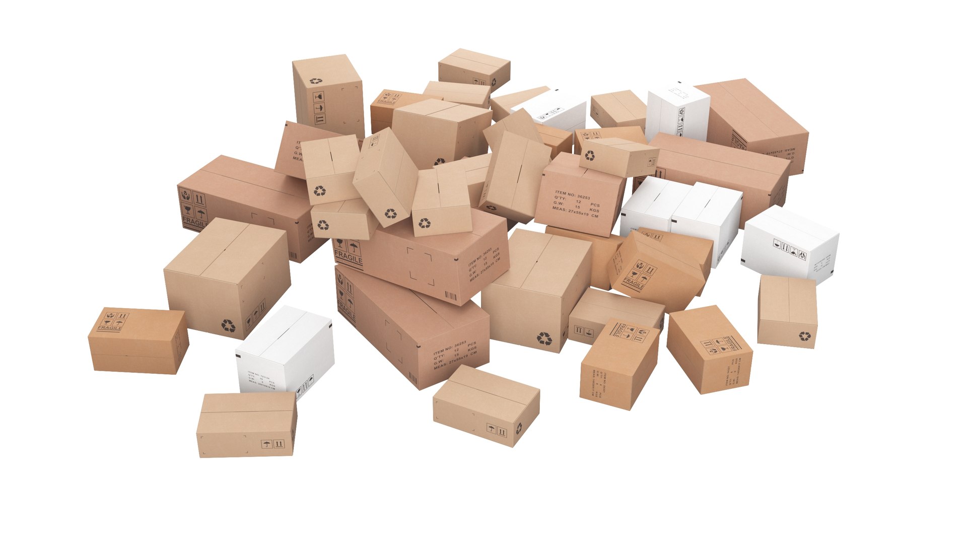 3D Cardboard Box Pile - TurboSquid 2003080