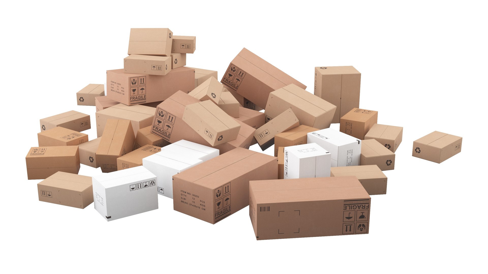 3D Cardboard Box Pile - TurboSquid 2003080