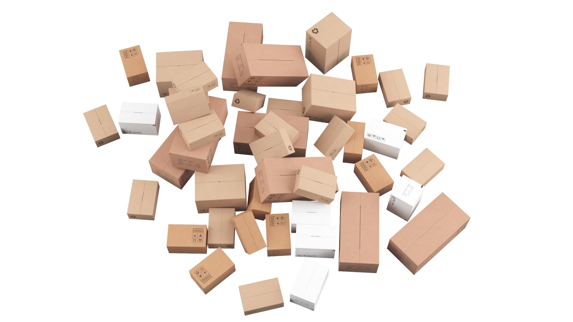 3D Cardboard Box Pile - TurboSquid 2003080