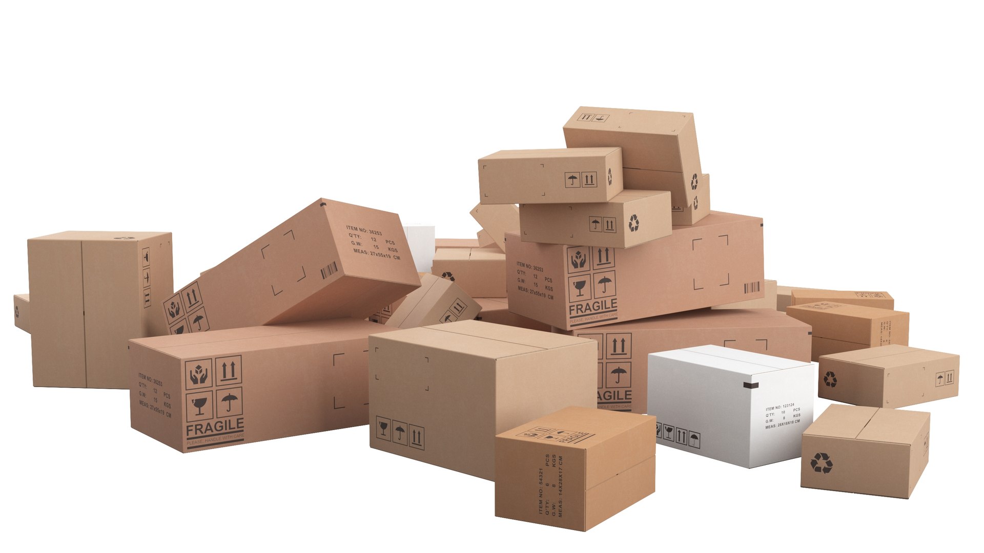 3D Cardboard Box Pile - TurboSquid 2003080
