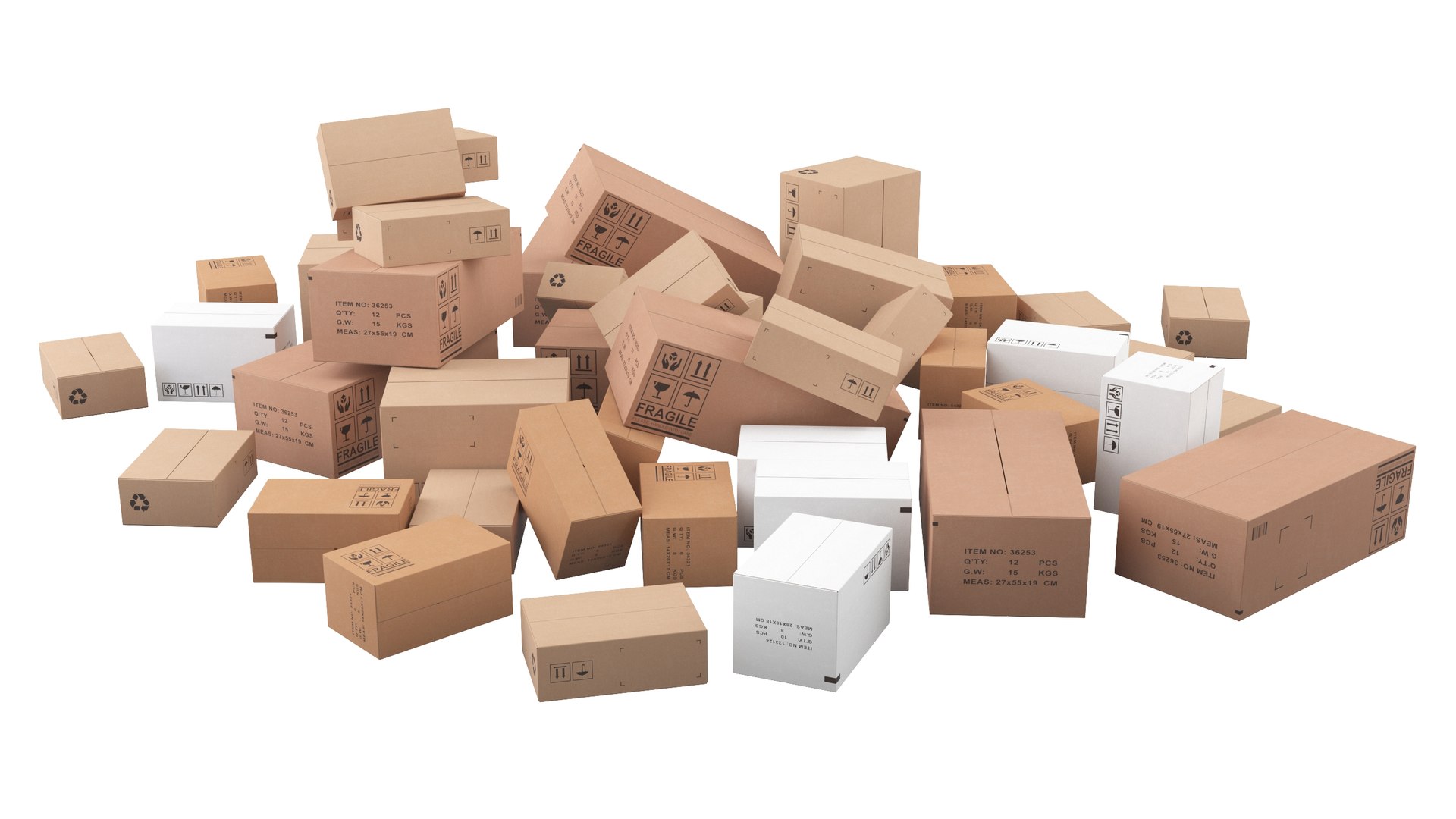 3D Cardboard Box Pile - TurboSquid 2003080