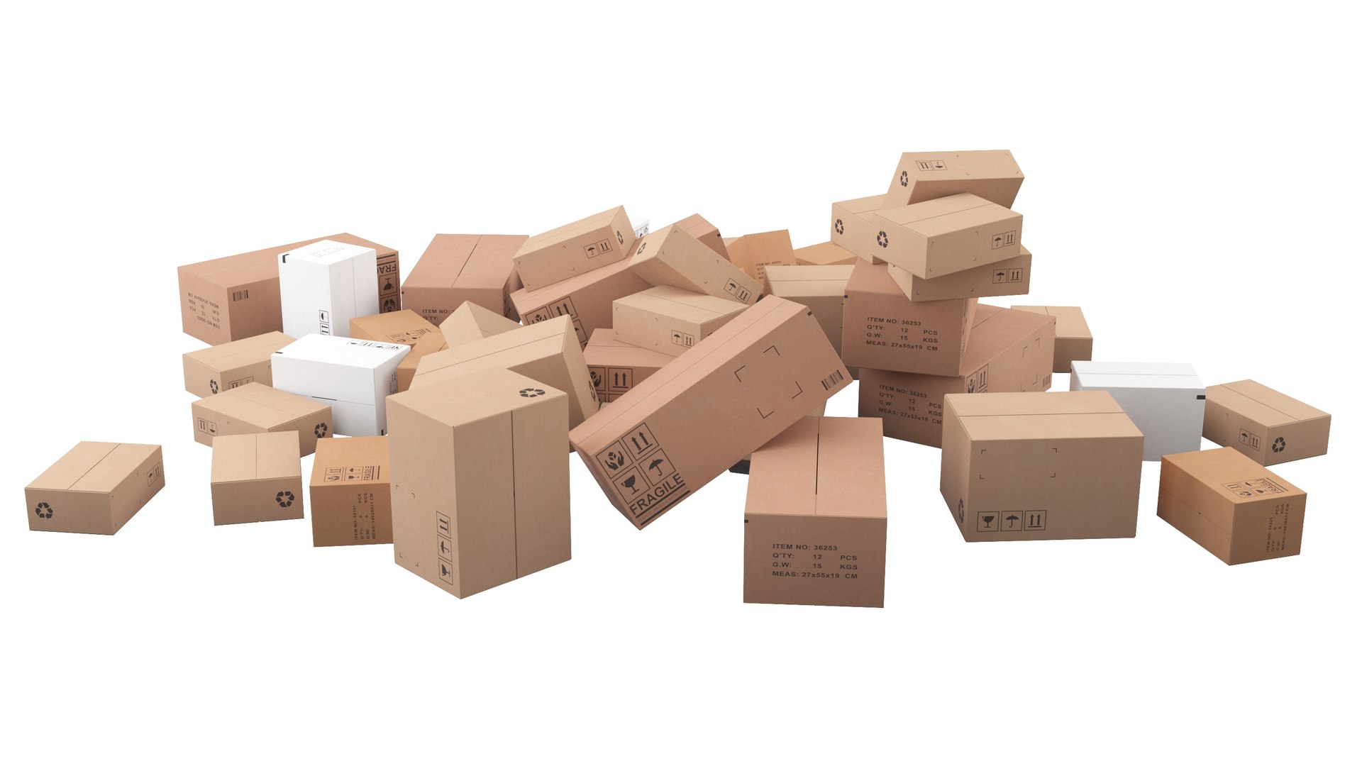 3D Cardboard Box Pile - TurboSquid 2003080