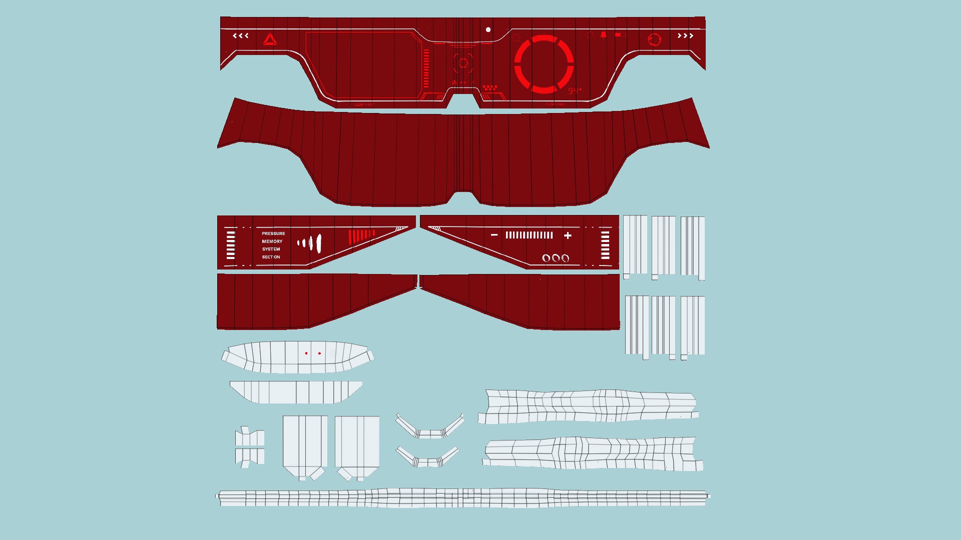 3D model SciFi Glasses Visor 03 White Red - Character Design Fashion ...