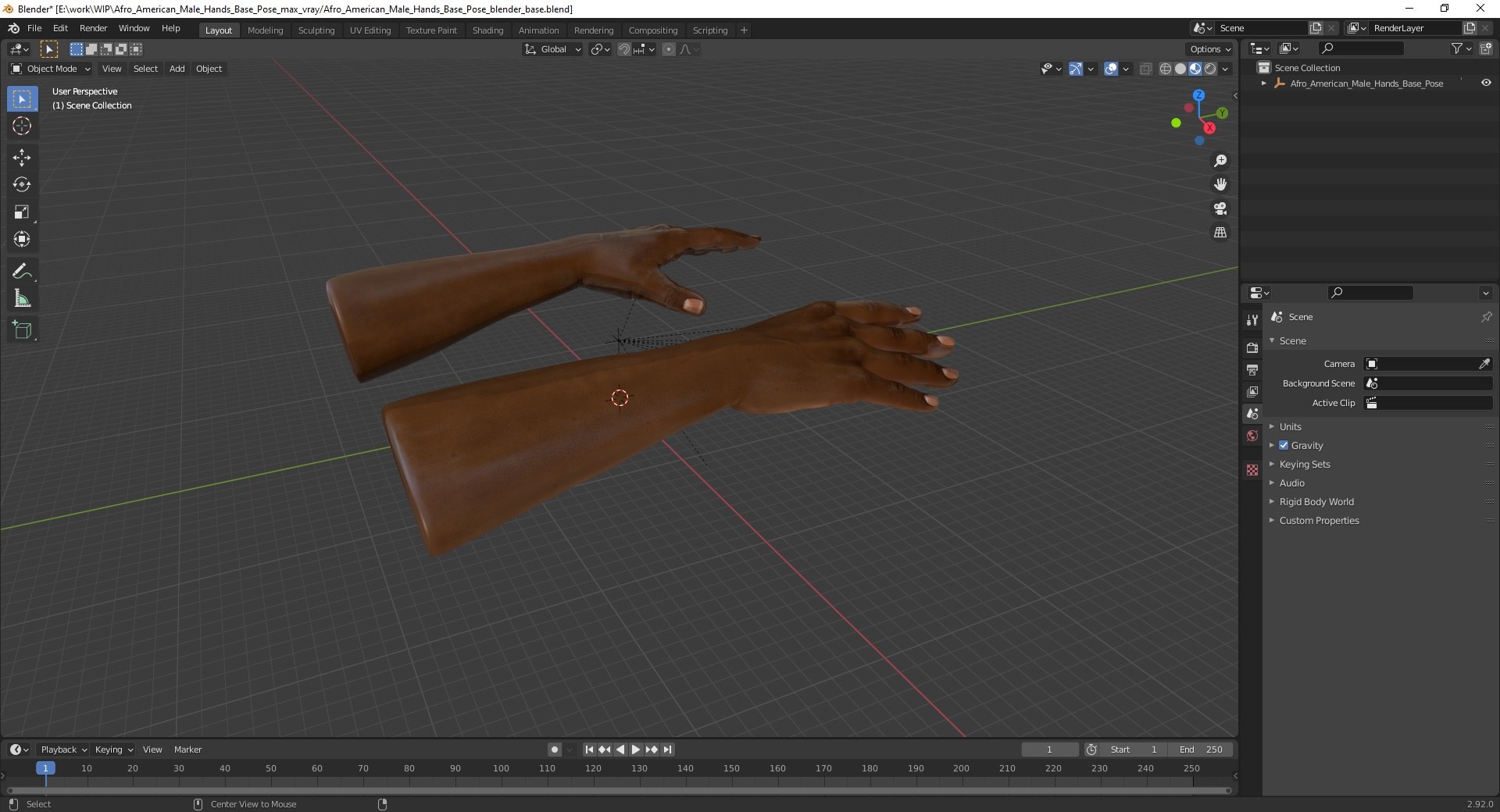 3D Afro American Male Hands Base Pose Model - TurboSquid 2169057