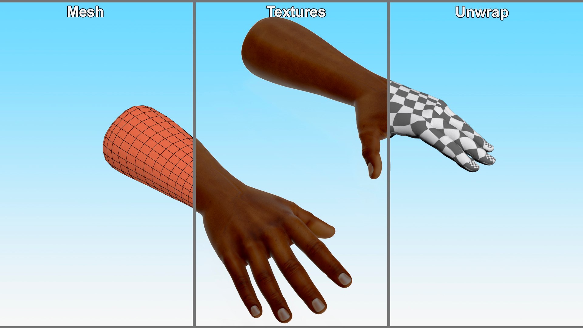 3D Afro American Male Hands Base Pose Model - TurboSquid 2169057