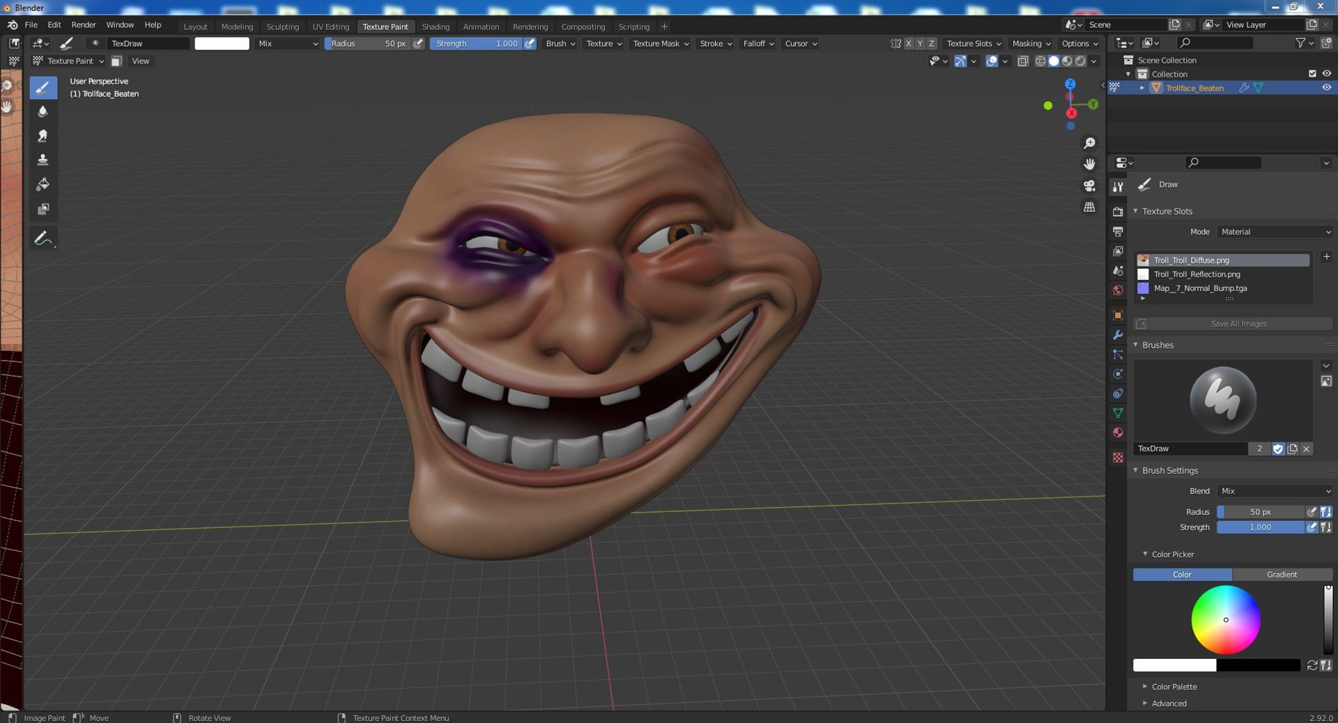 3D Trollface Beaten - TurboSquid 1832858