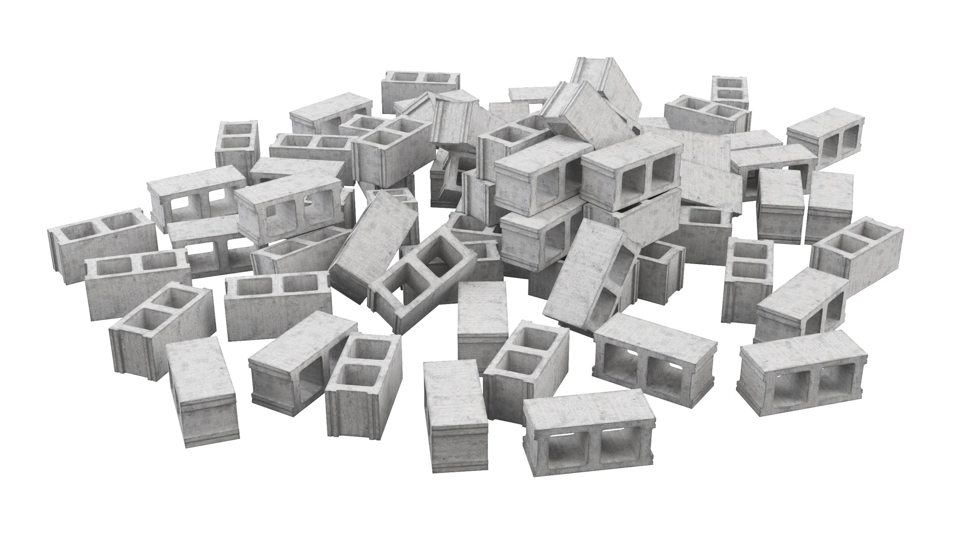 Cinder Block Pile Model - TurboSquid 2082317