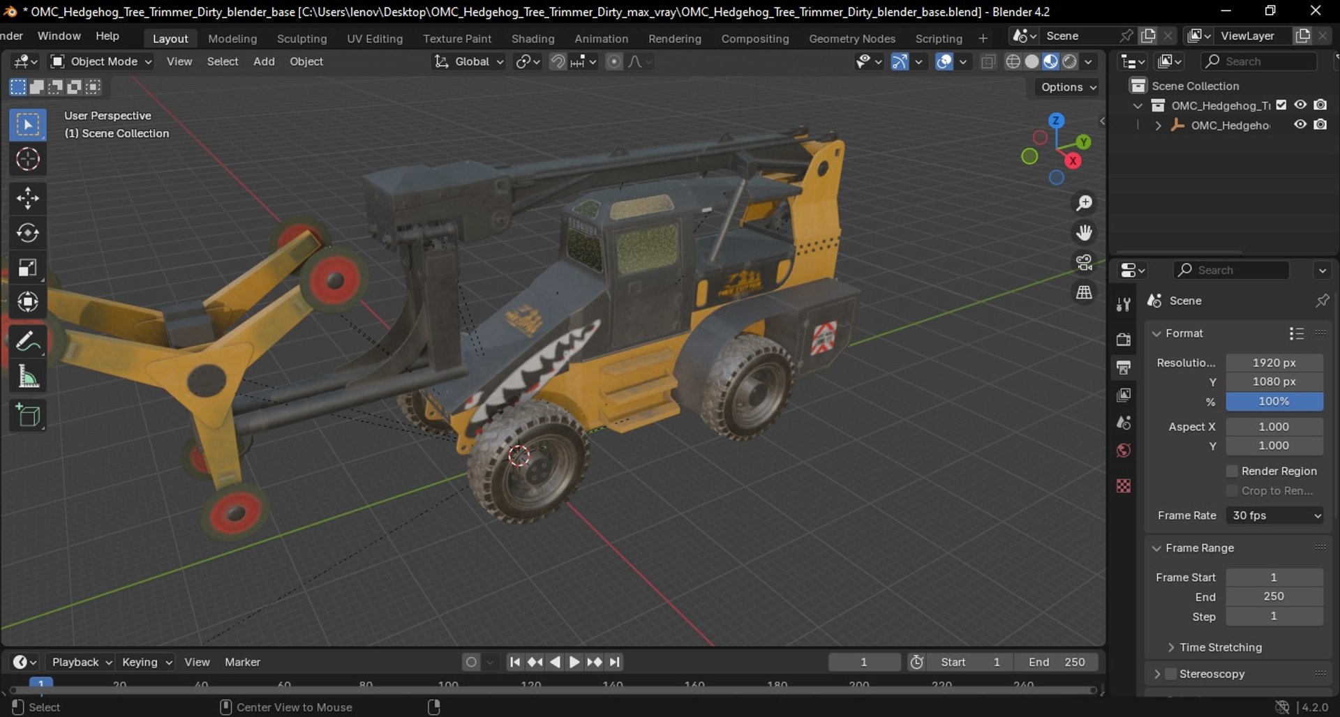 3D OMC Hedgehog Tree Trimmer Dirty - TurboSquid 2387171