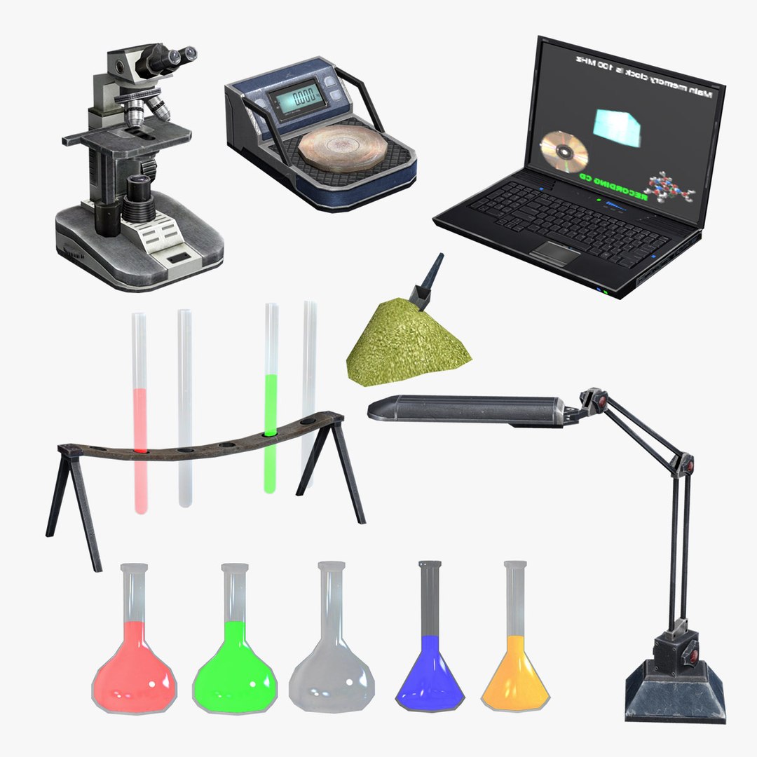 Set Laboratory Equipment 3d Model