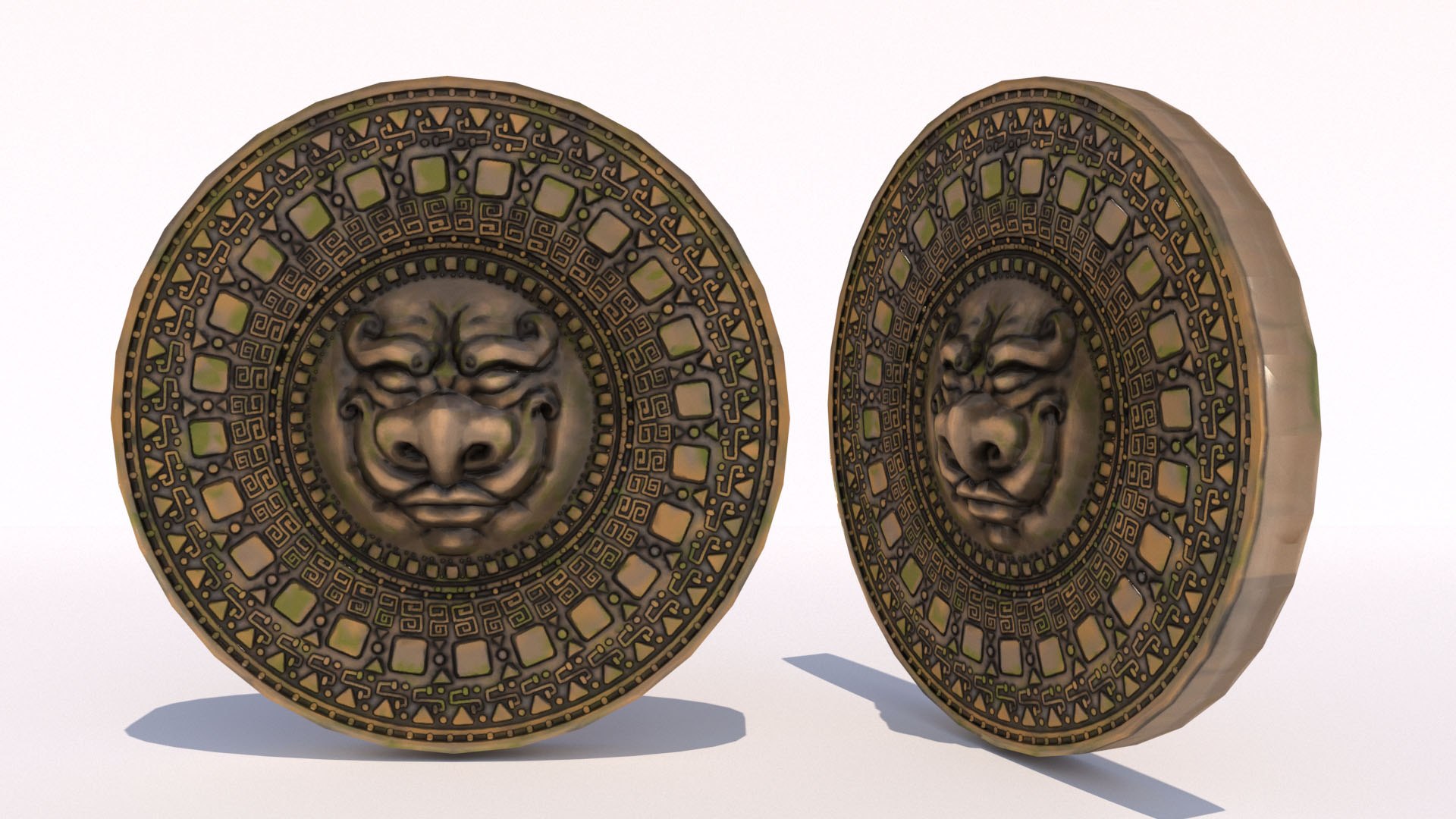 3D Mayan dial coin prehistoric God-Calmness Low-Poly 3D model ...