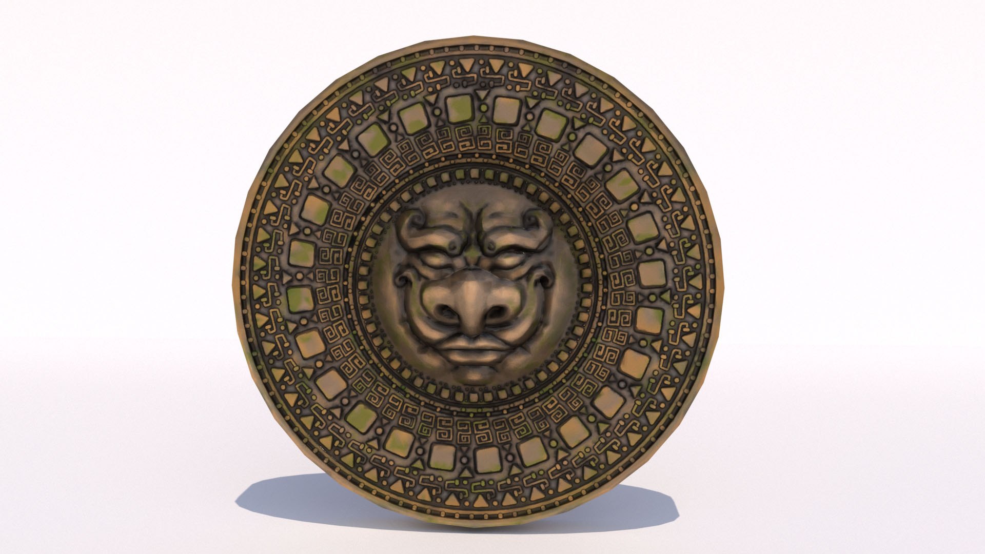 3D Mayan dial coin prehistoric God-Calmness Low-Poly 3D model ...