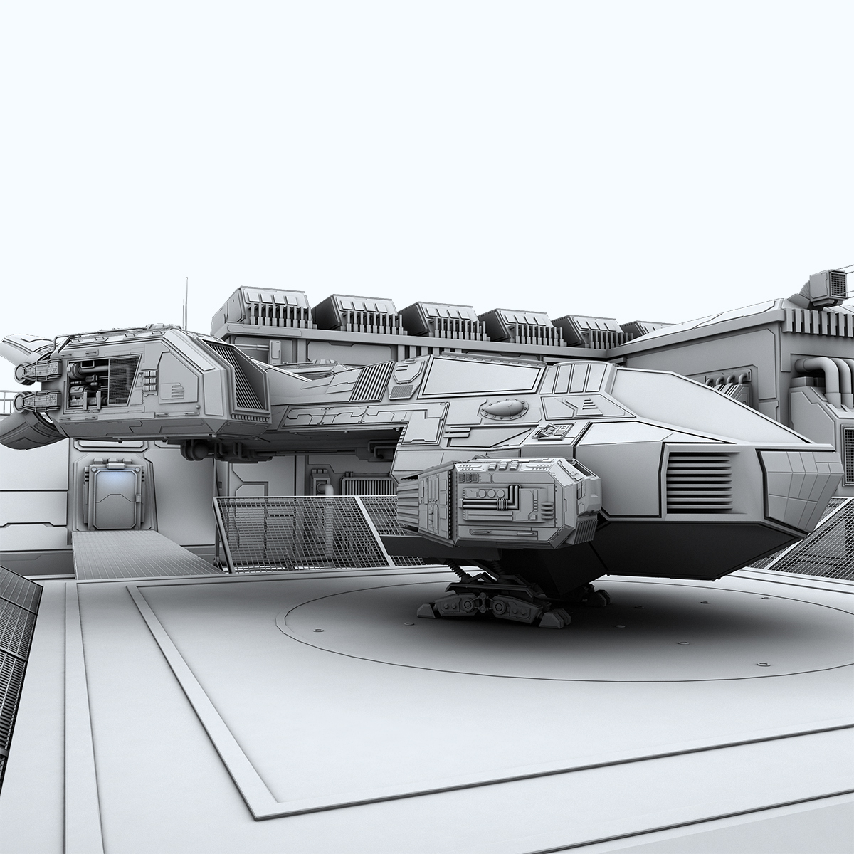 sci-fi factory transport 3d max