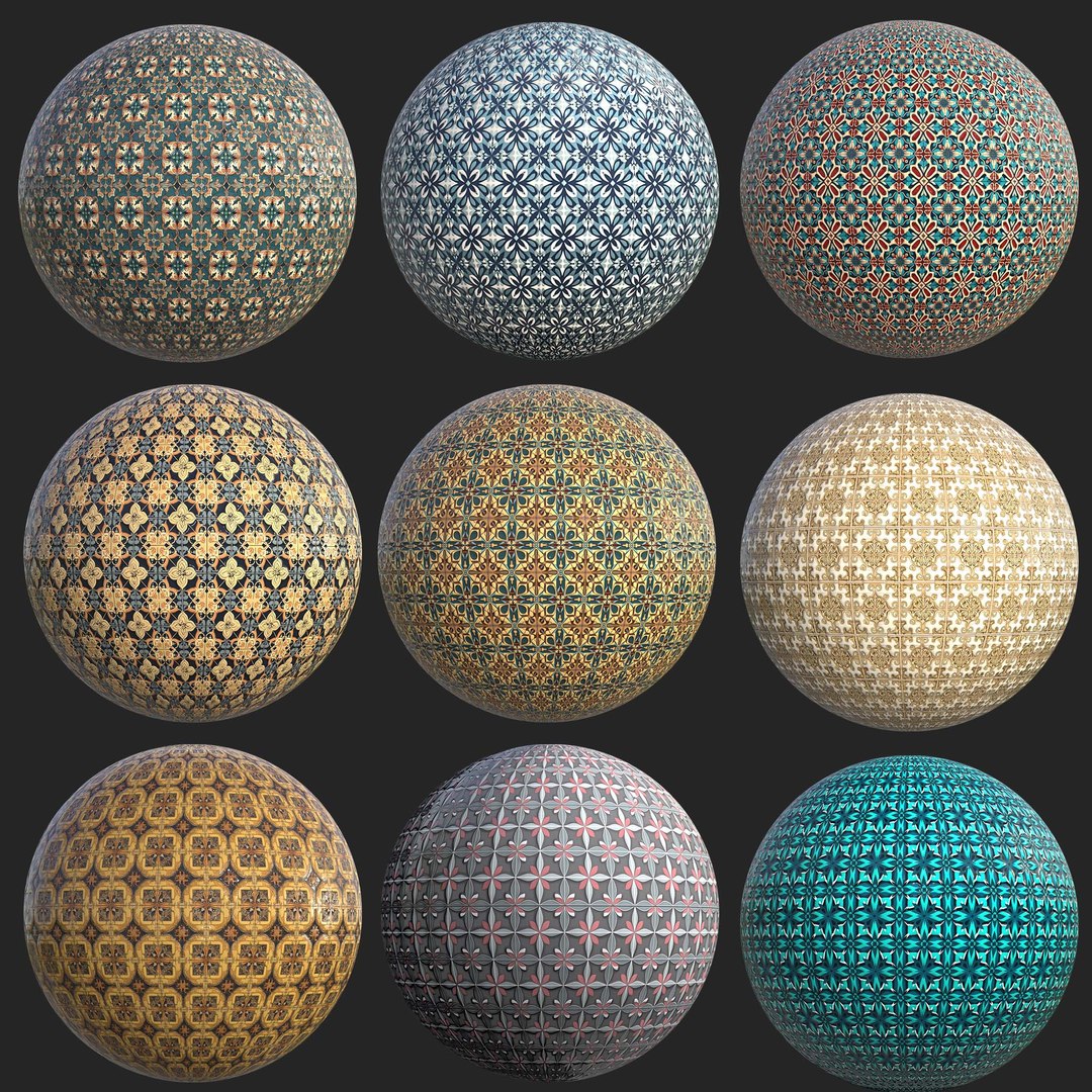 10 Floor Tiles Pack PBR Seamless 4k Texture Bundle Set 3D model ...