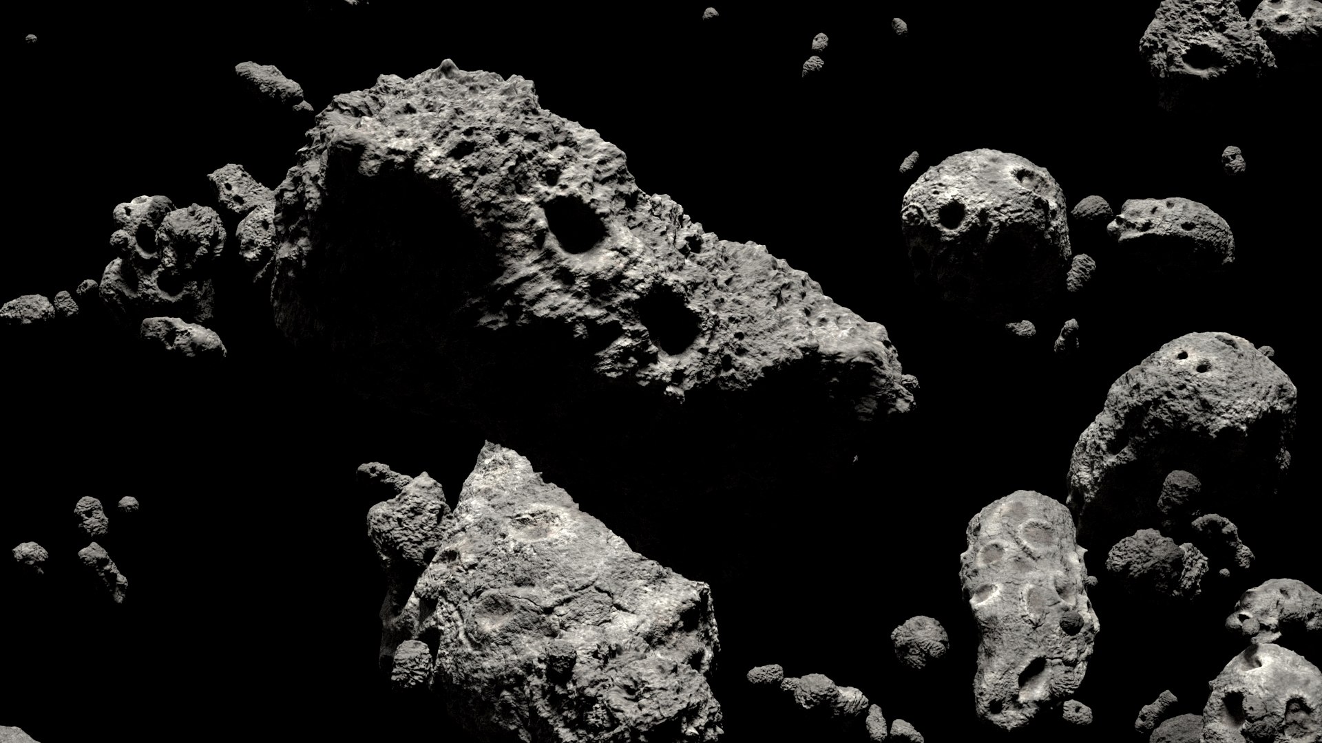 3D Long Asteroid Field - TurboSquid 2351321