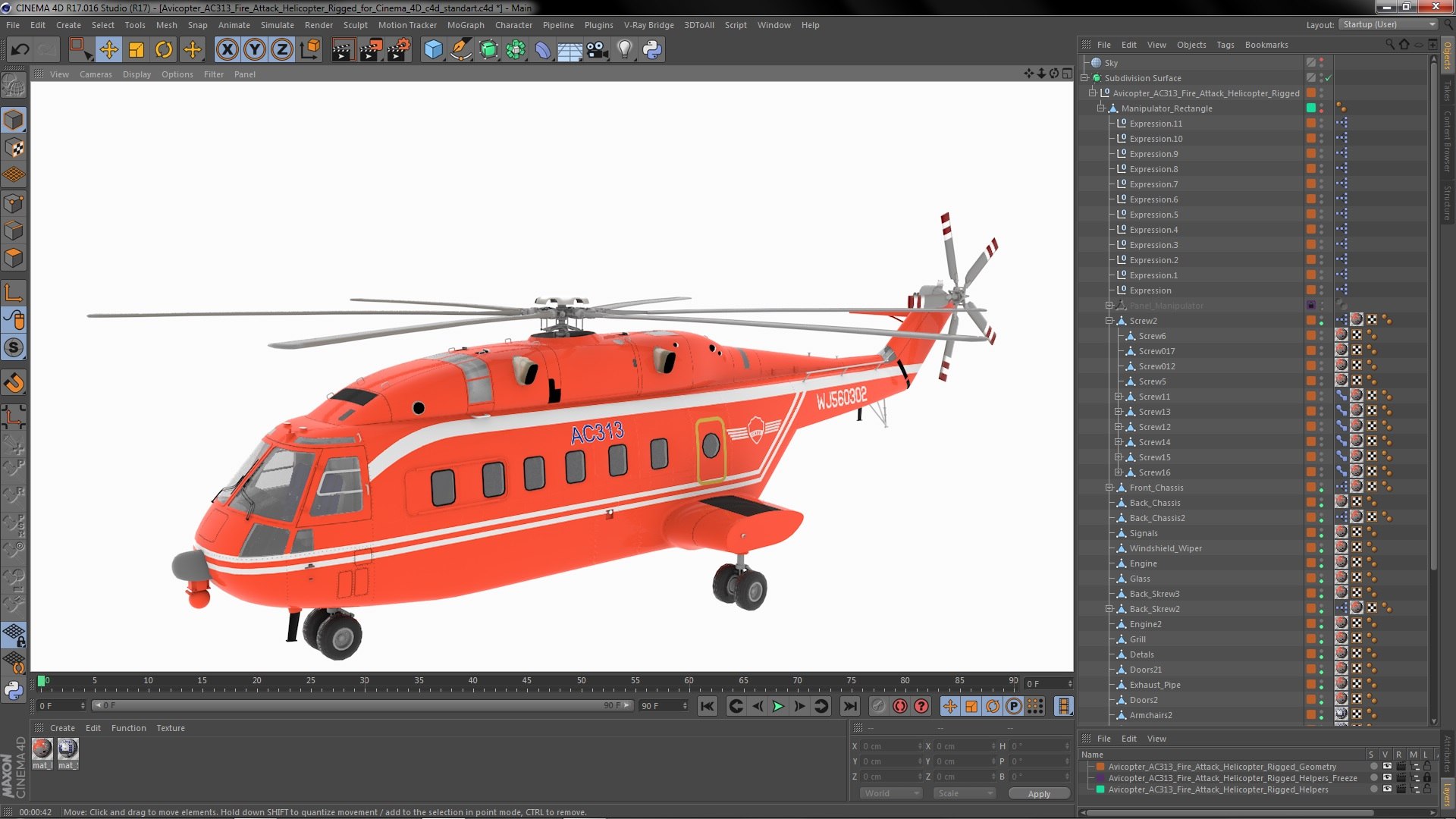 3D Avicopter AC313 Fire Attack Helicopter Rigged for Cinema 4D ...