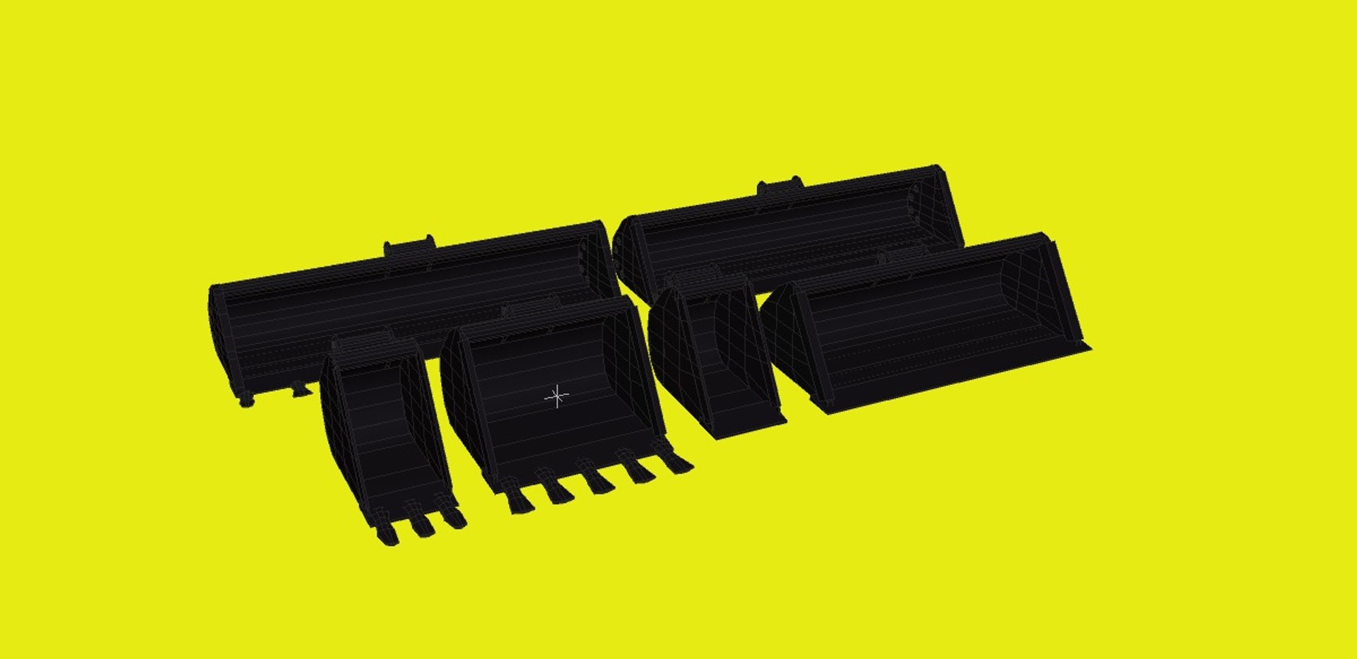 Maya Set Buckets Digger Excavator