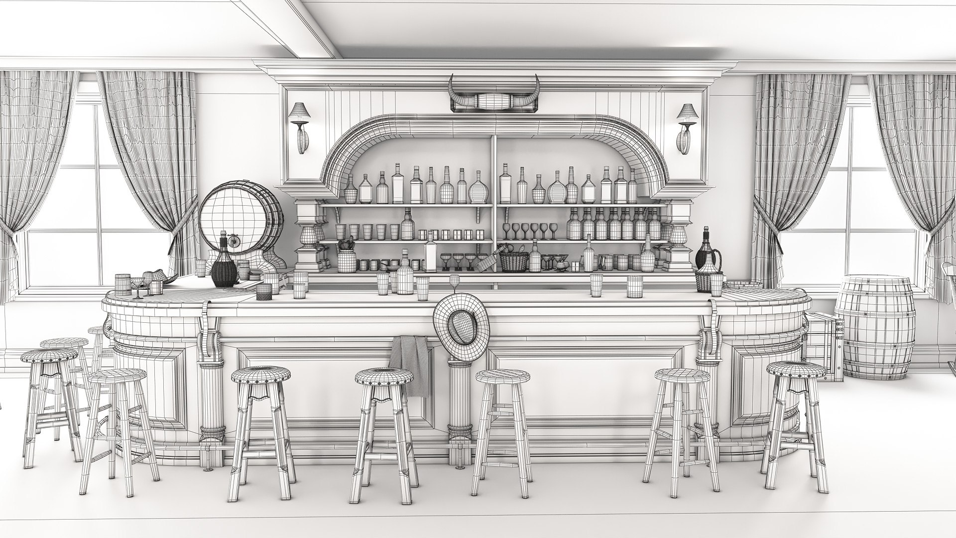 3D Old Western Bar PBR Textures - TurboSquid 2072797