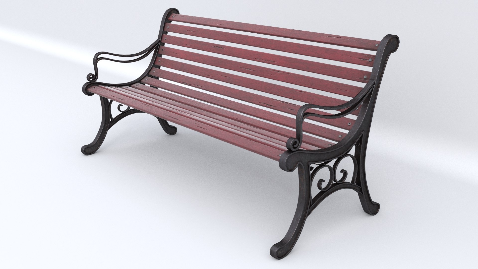 3D Street Bench Maroon HD - TurboSquid 1961295