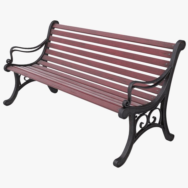 3D Street Bench Maroon HD - TurboSquid 1961295