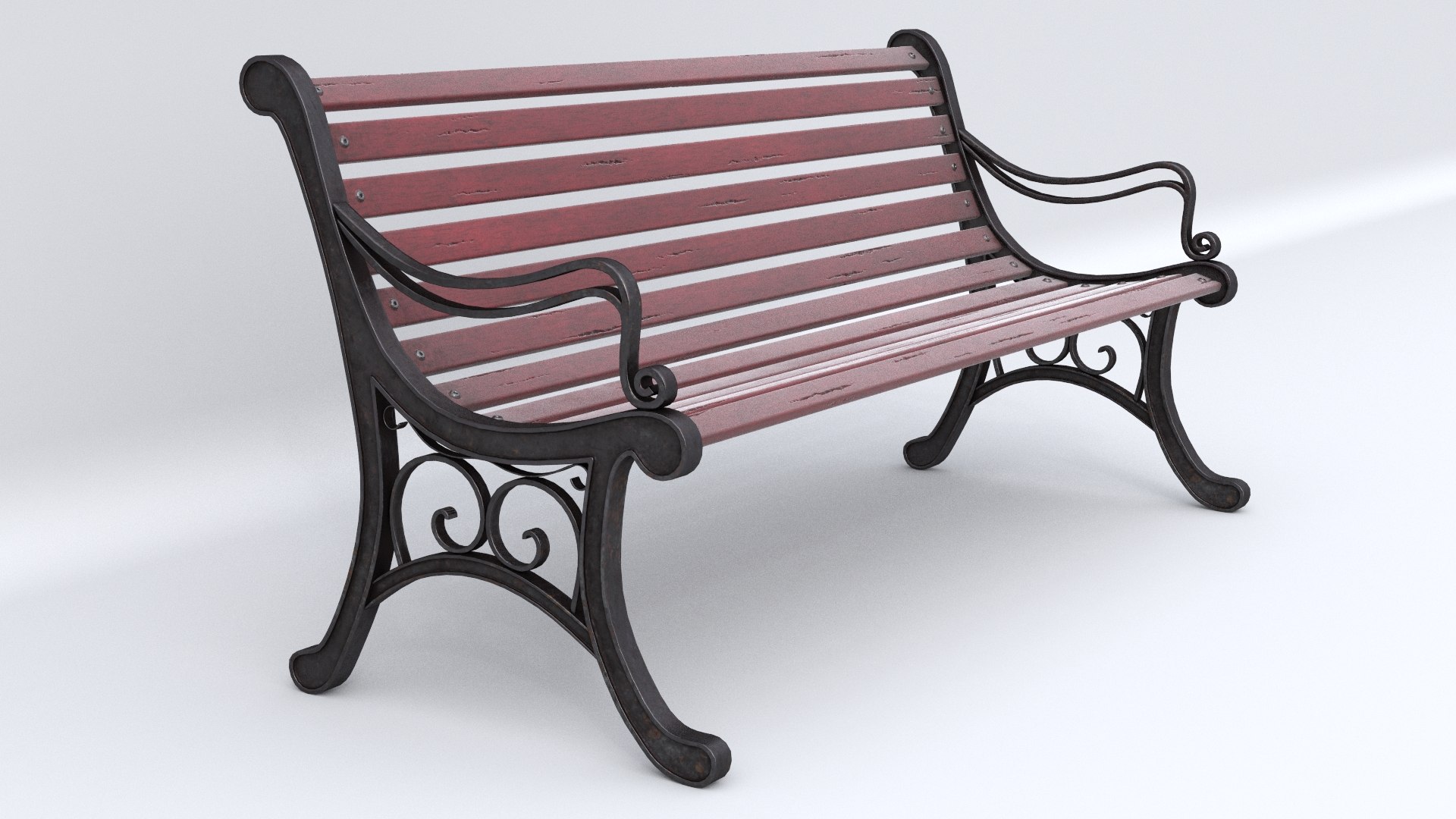 3D Street Bench Maroon HD - TurboSquid 1961295