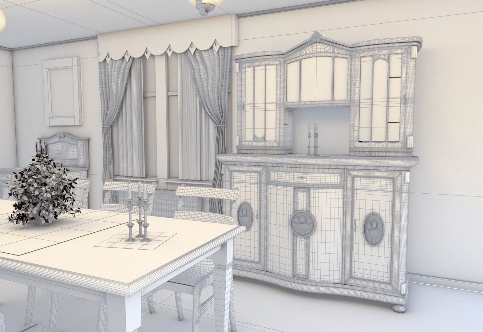 3d Model Antique Furniture Set