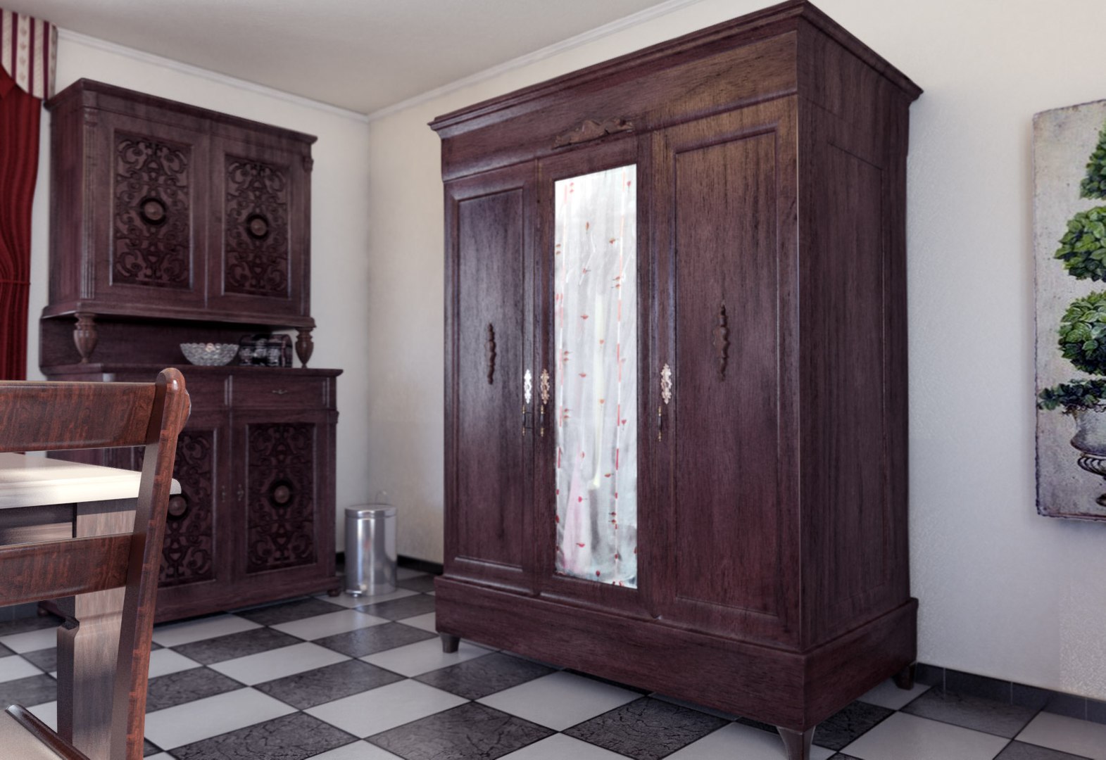 3d Model Antique Furniture Set