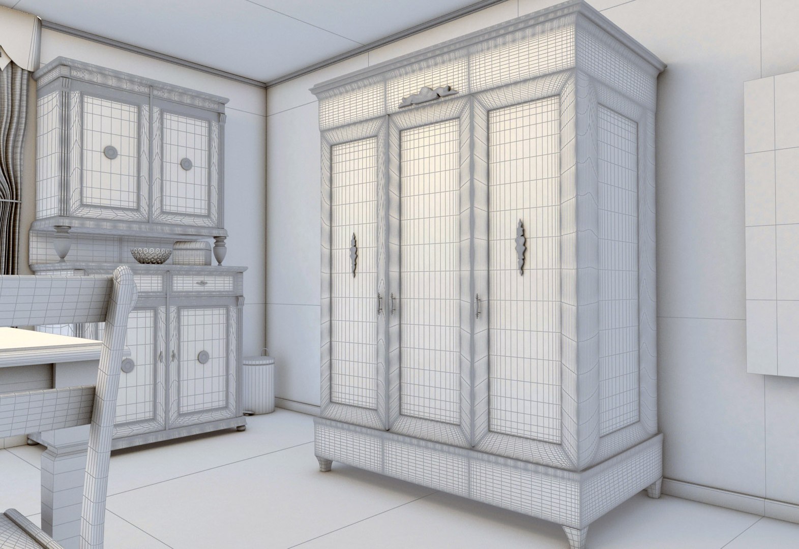 3d Model Antique Furniture Set