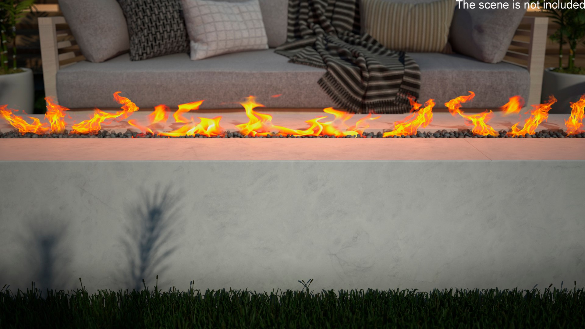 Gas Fire Pit Rectangular Marble White 3D - TurboSquid 2222444