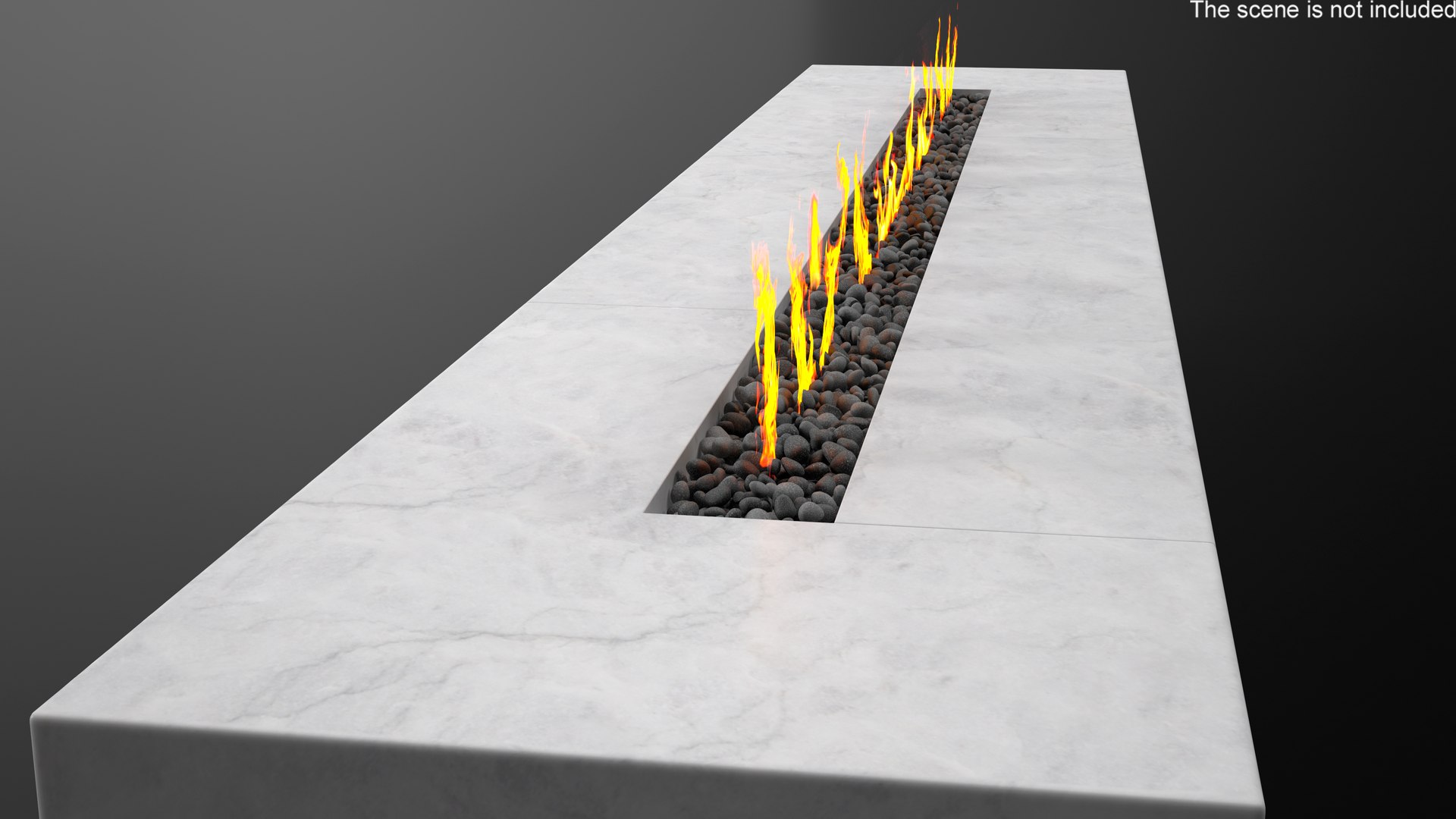 Gas Fire Pit Rectangular Marble White 3D - TurboSquid 2222444