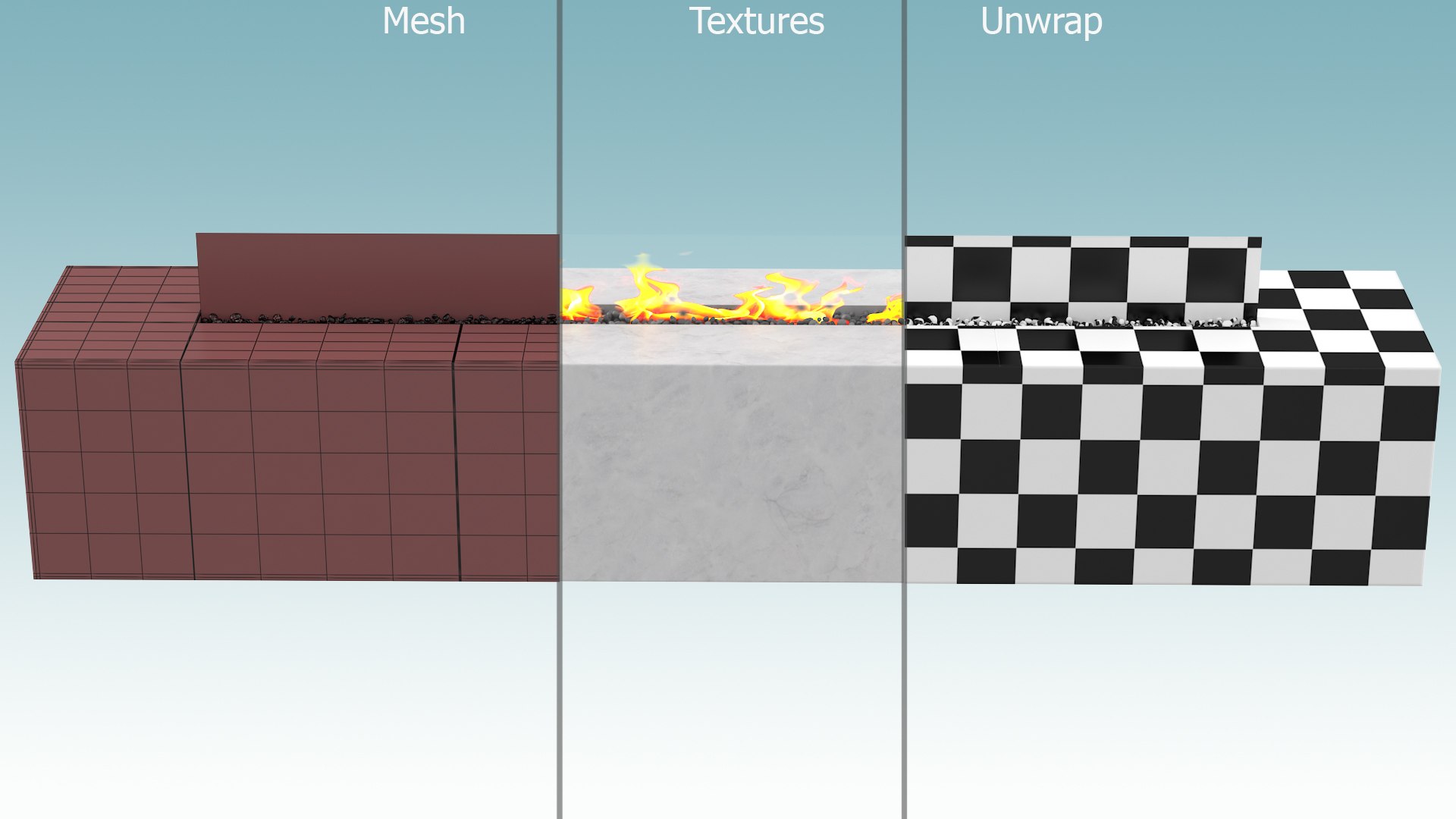 Gas Fire Pit Rectangular Marble White 3D - TurboSquid 2222444