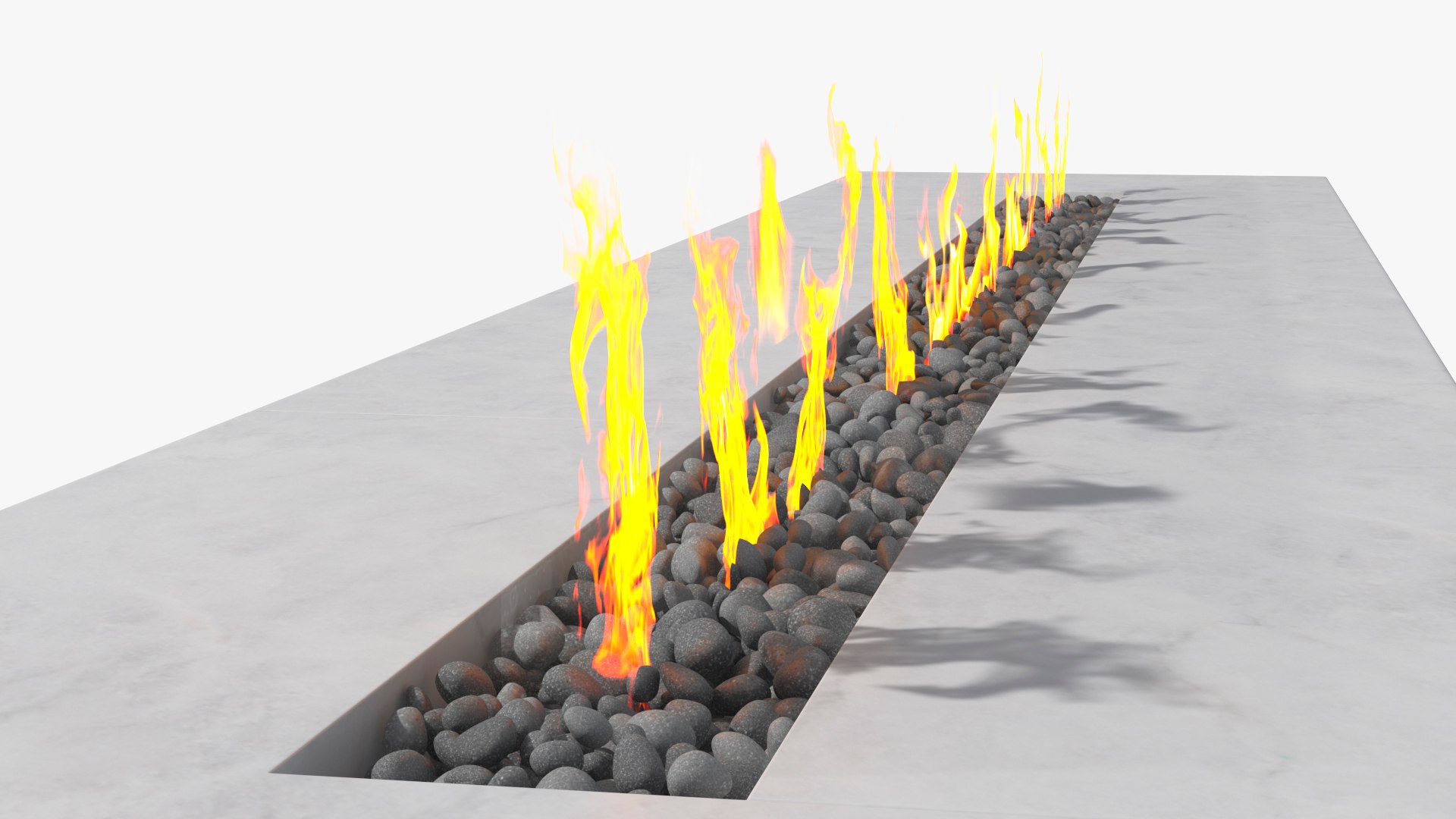 Gas Fire Pit Rectangular Marble White 3D - TurboSquid 2222444