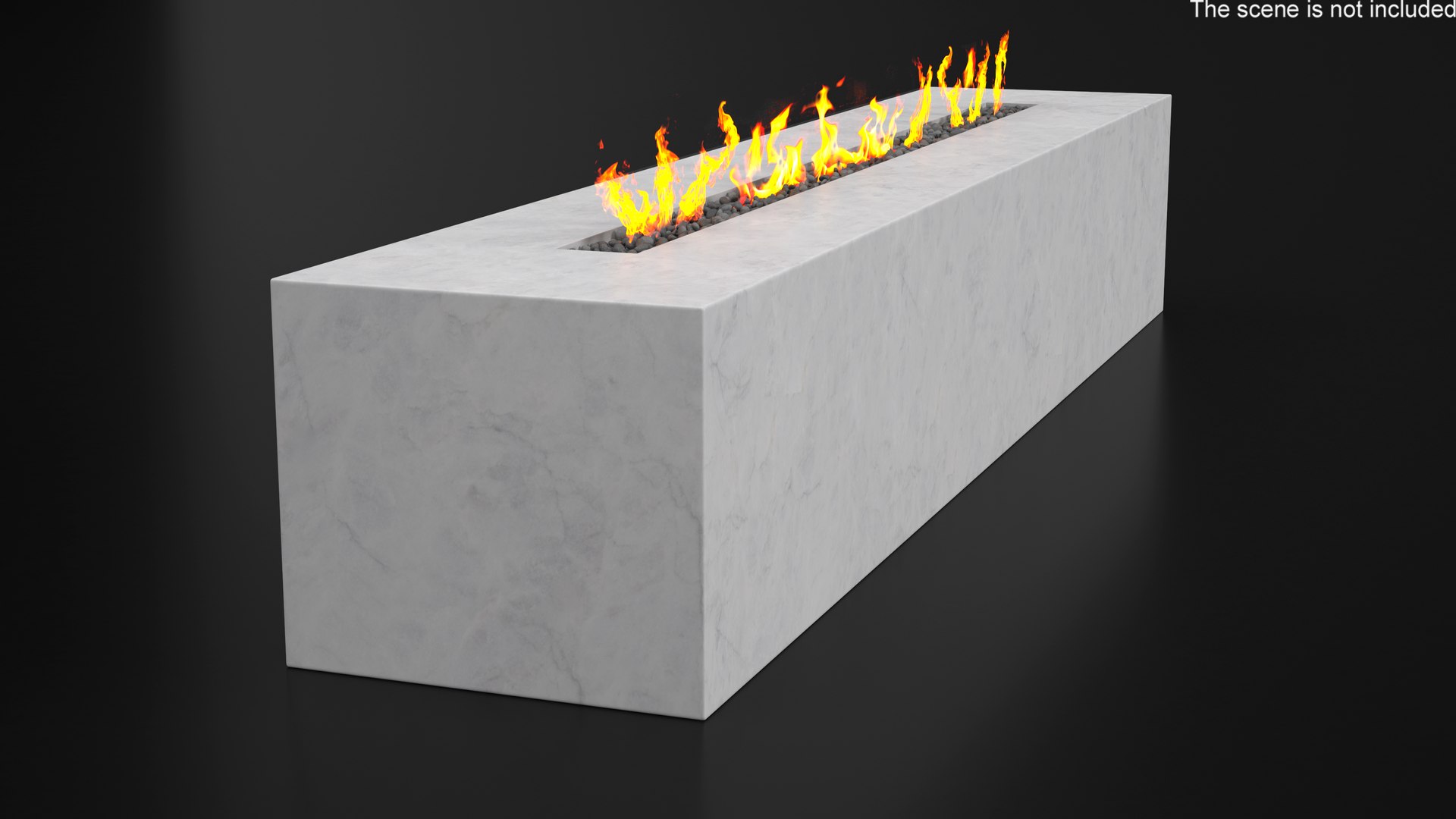 Gas Fire Pit Rectangular Marble White 3D - TurboSquid 2222444