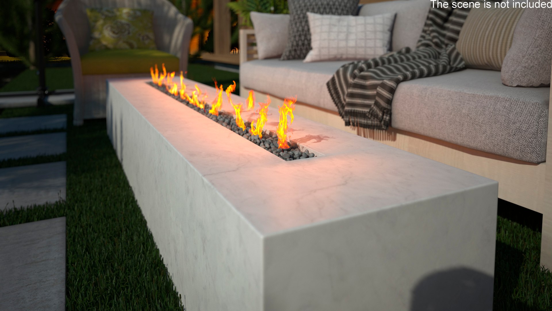 Gas Fire Pit Rectangular Marble White 3D - TurboSquid 2222444