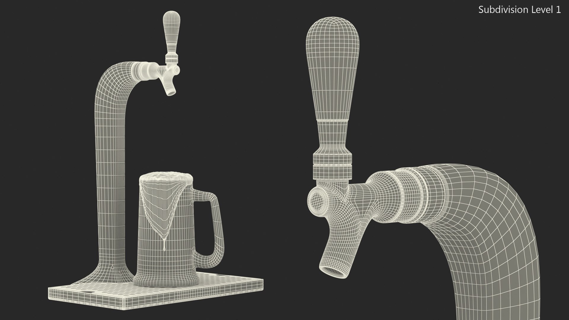 3D single tap brass draft beer model - TurboSquid 1623959