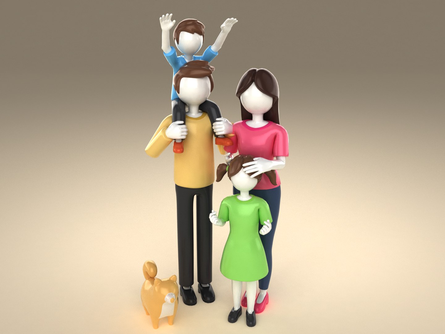 3D Cartoon Family Character B Model - TurboSquid 2491945