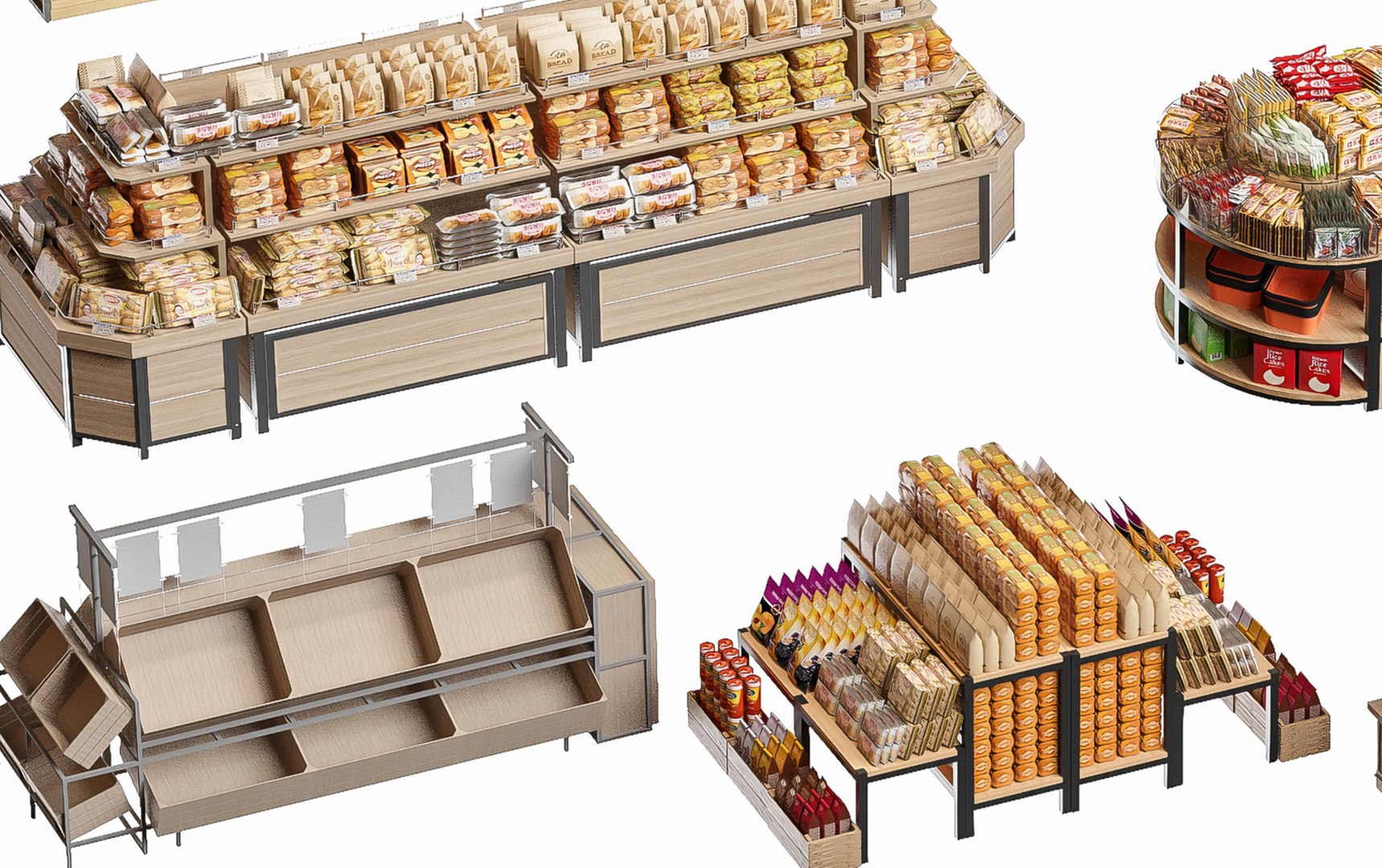 Supermarket Grocery Display Shelves Collection 3D Model - TurboSquid 2467945