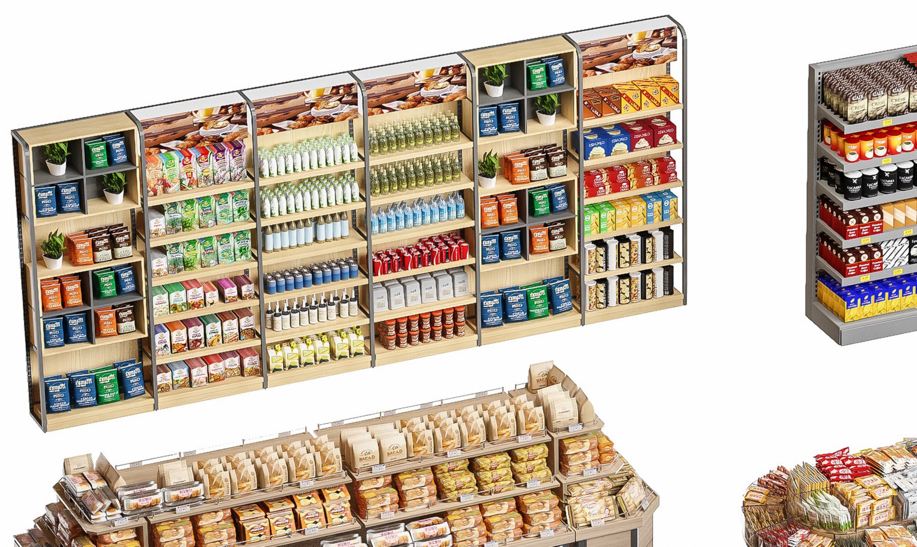 Supermarket Grocery Display Shelves Collection 3D Model - TurboSquid 2467945