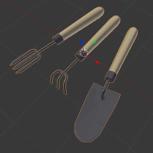 3d model of set garden tools