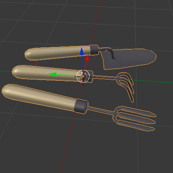 3d model of set garden tools