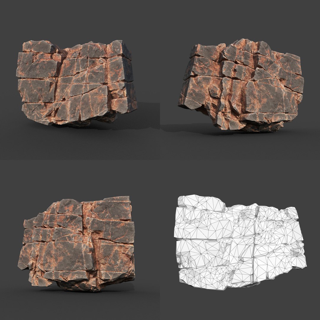 3D Model Low Poly PBR Desert Cracked Modular Rock - TurboSquid 2164323