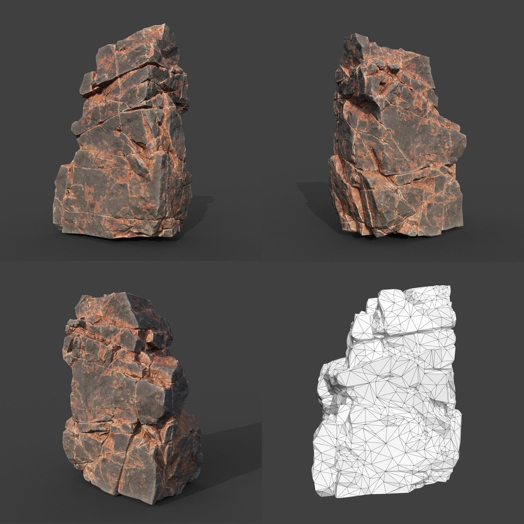 3D Model Low Poly PBR Desert Cracked Modular Rock - TurboSquid 2164323