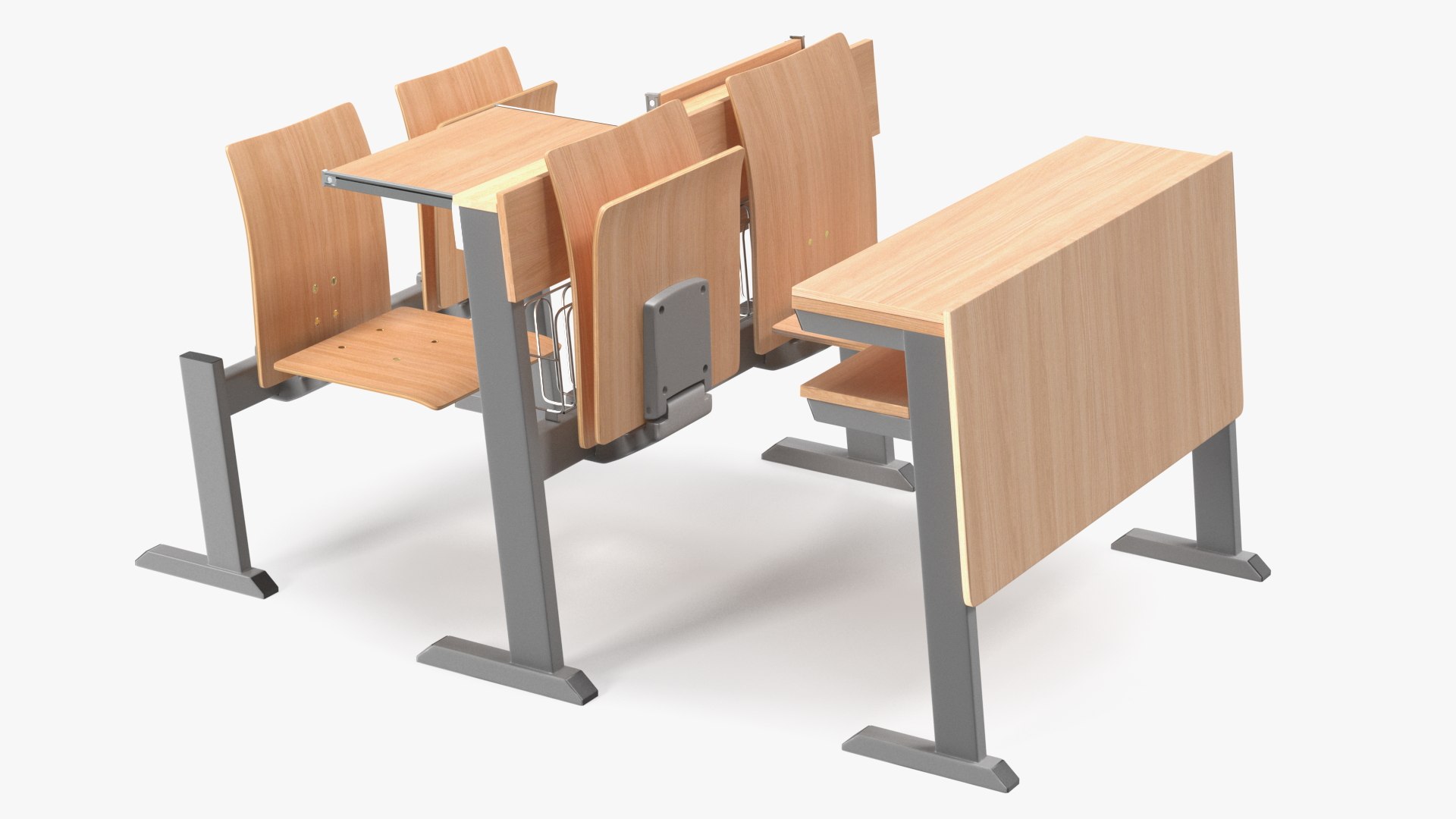 University Seating System Set Four Seats 3D - TurboSquid 1918903
