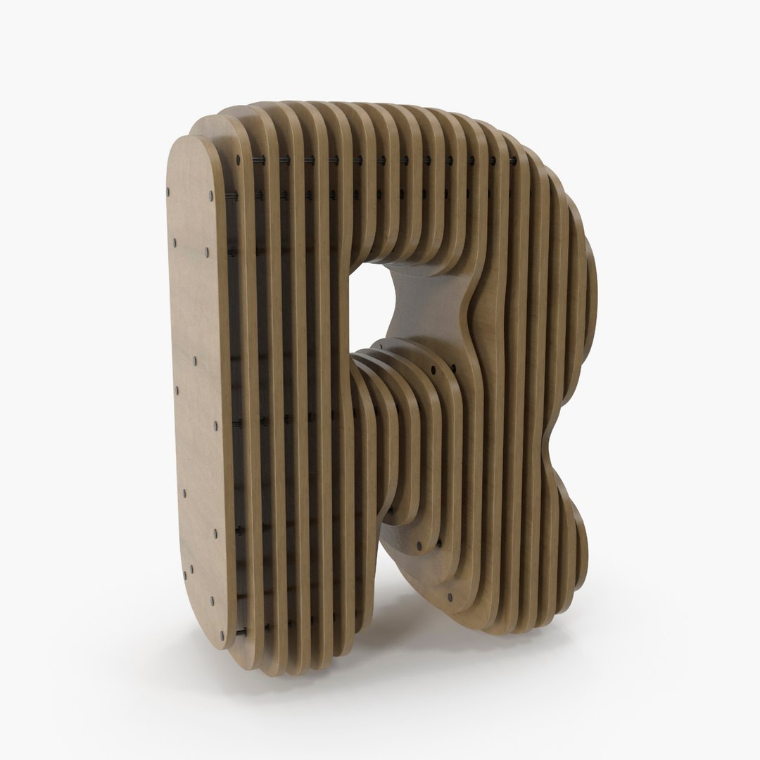Wood symbol R 3D model - TurboSquid 1787168