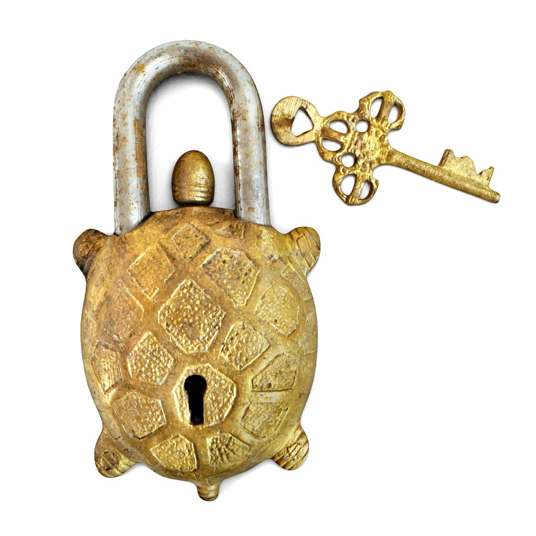 Vintage Brass India Turtle Lock 3D model - TurboSquid 2158128