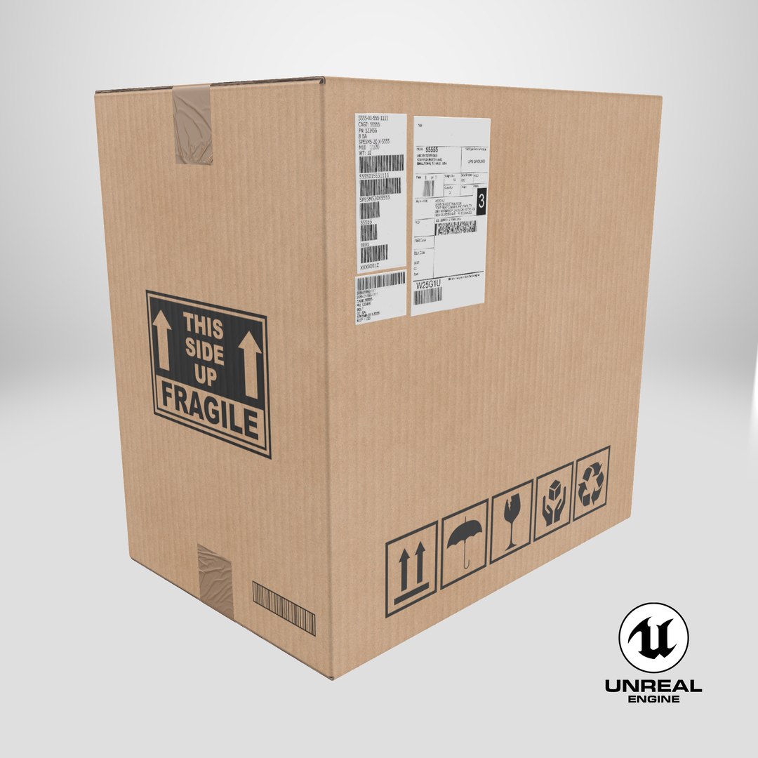 3D Cardboard Box 5 Closed - TurboSquid 2180081